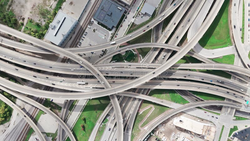 Drone Top Down Shot on Famous Road Intersection with Traffic on ...