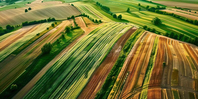 Drone Top View of Harvest Fields Stock Image - Image of industry ...