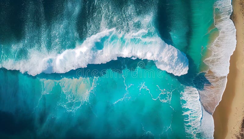 Drone Top View of Ocean Waves on the Beach. Generative AI, Generative ...