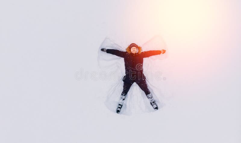 Top View Snow Angel Man in December Stock Image - Image of snowy, angel ...