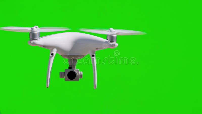 Drone UAV Quadcopter Flying Slow Motion Outdoors in Front of a Green ...