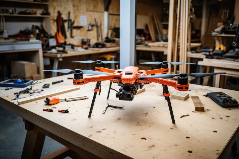 Drone Under Construction on a Workbench Stock Image - Image of ...