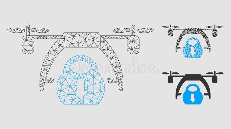 Drone Unloading Vector Mesh Network Model And Triangle Mosaic Icon Stock Vector Illustration