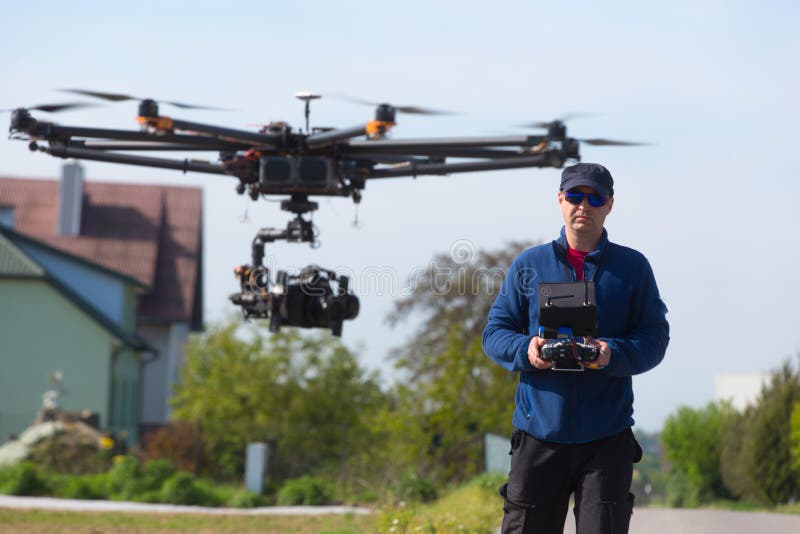 Drone, Unmanned Copter Flight, Pilot Flying Drone Stock Photo - Image ...