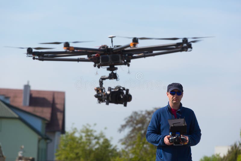 Drone, Unmanned Copter Flight, Pilot Flying Drone Stock Image - Image ...