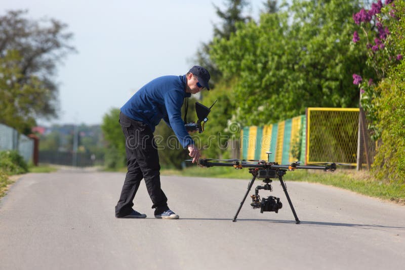 Drone, Unmanned Copter Flight, Pilot Flying Drone Stock Photo - Image ...