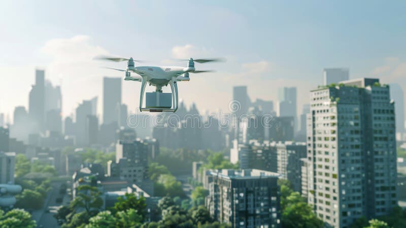 The Drone in Urban Landscape.AI Generated Image Stock Image - Image of ...