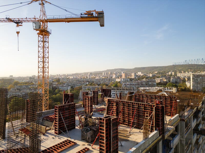 A Drone Video Capturing the Construction Site of a High-rise Building ...