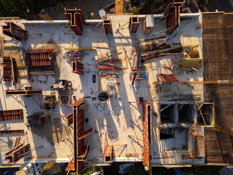 A Drone Video Showcasing a Top-down View of a Construction Site. the ...