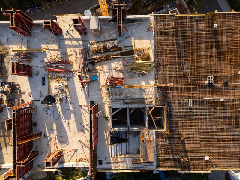 A Drone Video Showcasing a Top-down View of a Construction Site. the ...