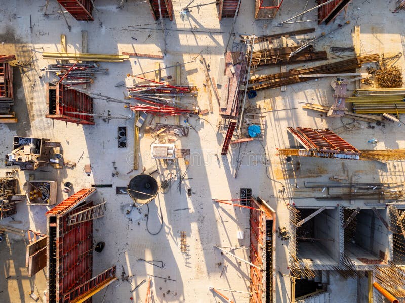 A Drone Video Showcasing a Top-down View of a Construction Site. the ...