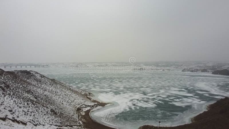 Drone Video. Top View of the Frozen Lake. Stock Video - Video of nature ...