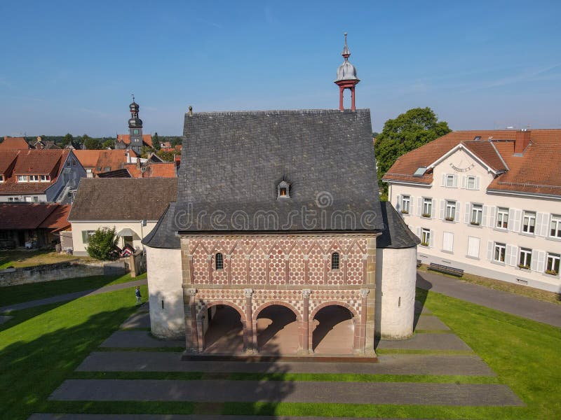 Drone View at the Abbey of Lorsch in Germany, Unesco World Heritage ...