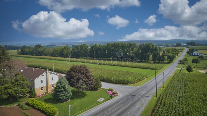 Drone View of Amish Countryside with Barns and Silos, a Patch Work of ...
