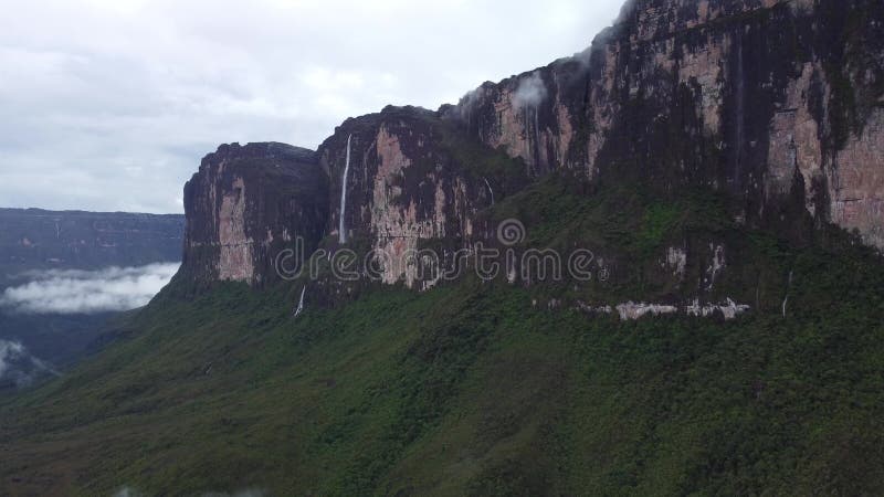 Drone View of Ancient Tropical Valley of Tepuy Roraima with Huge ...