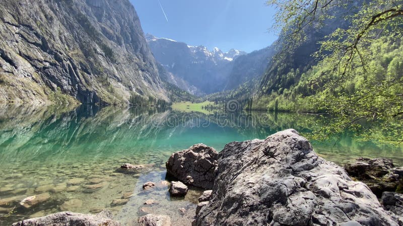 Drone View of Attractive Landscape with Cliffs, Lake and Trees Stock ...