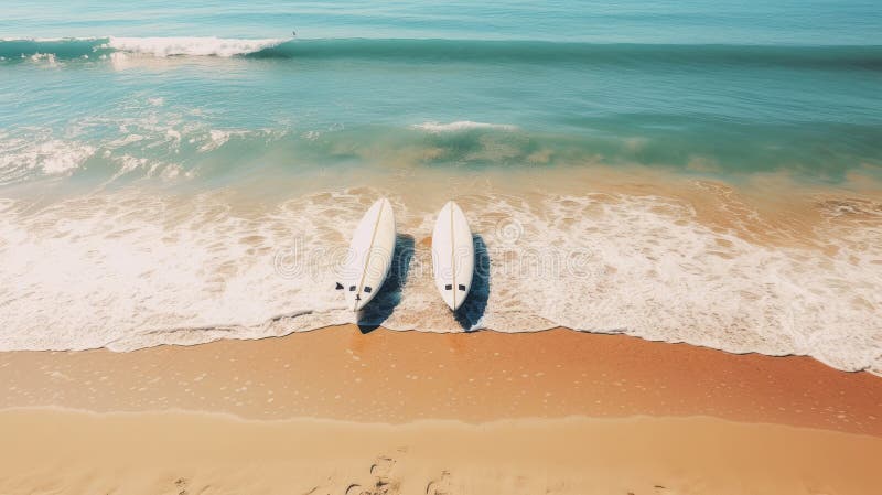 A Drone View of the Beach Boarding Surfboards Stock Photo - Image of ...