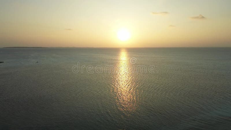 Drone View at a Beautiful Sunset Over the Ocean Water of the Maldives ...