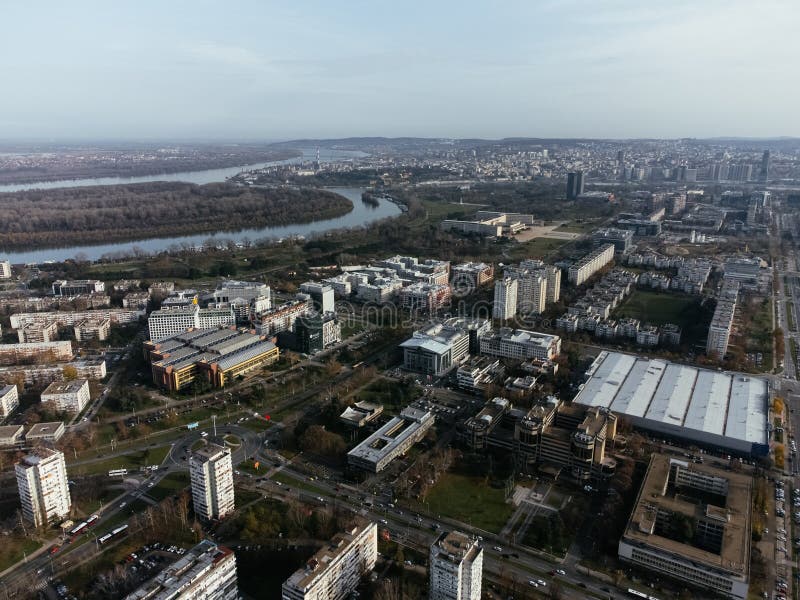 Drone View of Belgrade City, New Belgrade District Stock Image - Image ...