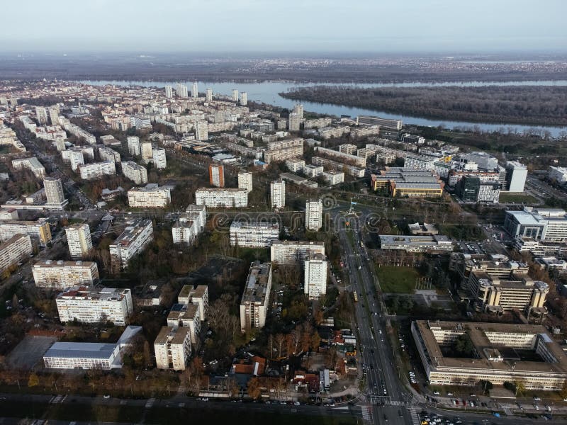 Drone View of Belgrade City, New Belgrade District Editorial Stock ...