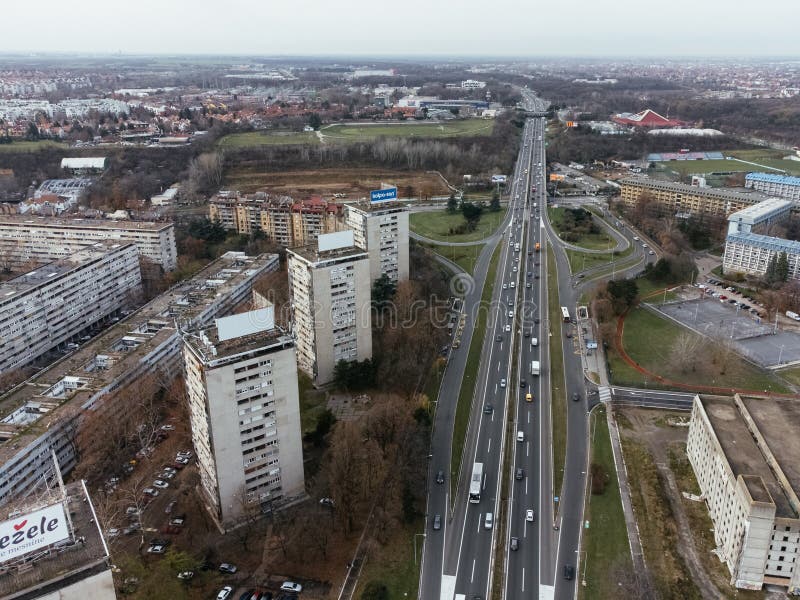 Drone View of Belgrade City, New Belgrade District Editorial Stock ...