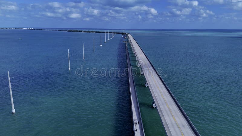 A Bridge Extended on the Expansive Blue Ocean of Florida Under Blue Sky ...