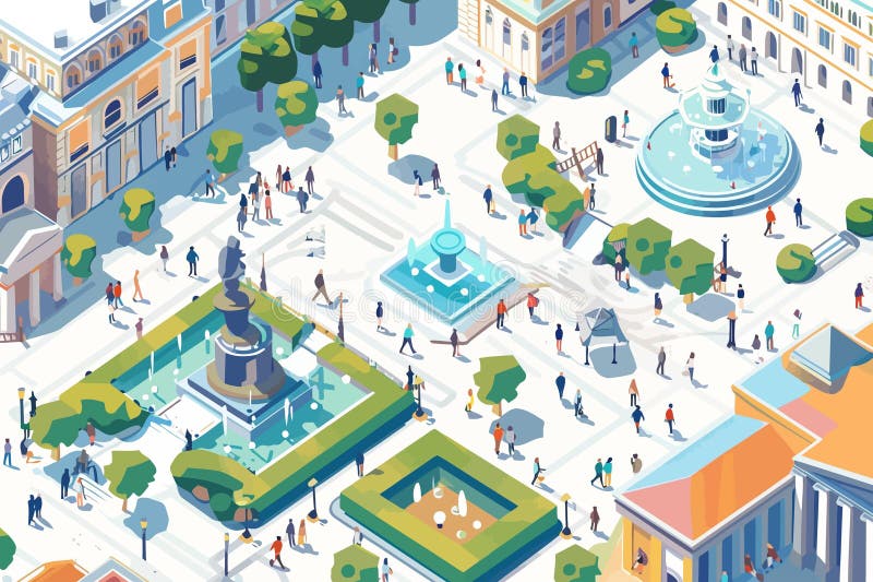 Drone View of a Bustling City Square Isolated Vector Style Stock Vector ...