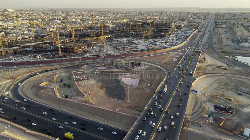 Drone View of Busy Complex Road Junction and Mega Construction on ...