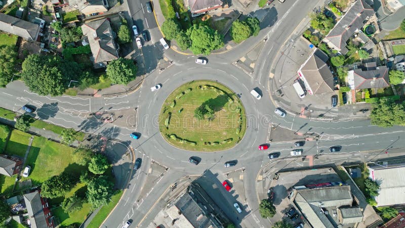 Drone View of Car Traffic in a Roundabout Stock Footage - Video of ...