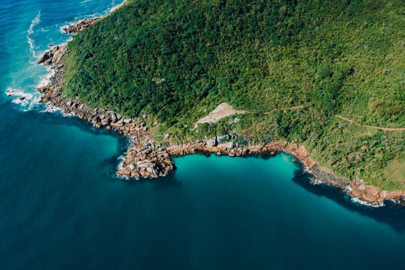 Drone View of Coastline with Blue Atlantic Ocean in Brazil Stock Image ...
