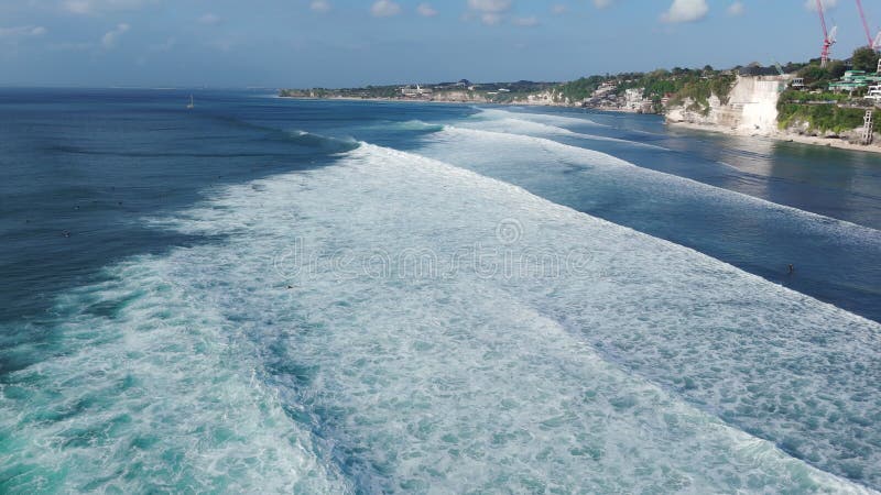 Drone View of Coastline with Cliffs and Ocean with Surfing Waves in ...