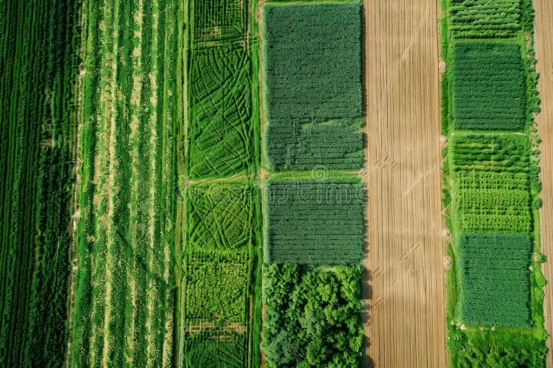 Drone View of Crop Rotation Layout, Emphasizing Sustainable Farming ...