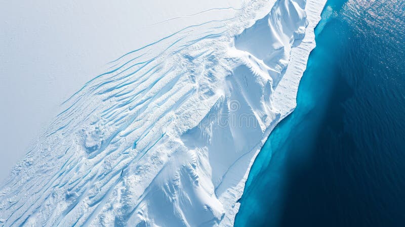 Drone View of the Edge of the Ice Floe with Many Cracks Along the Edge ...