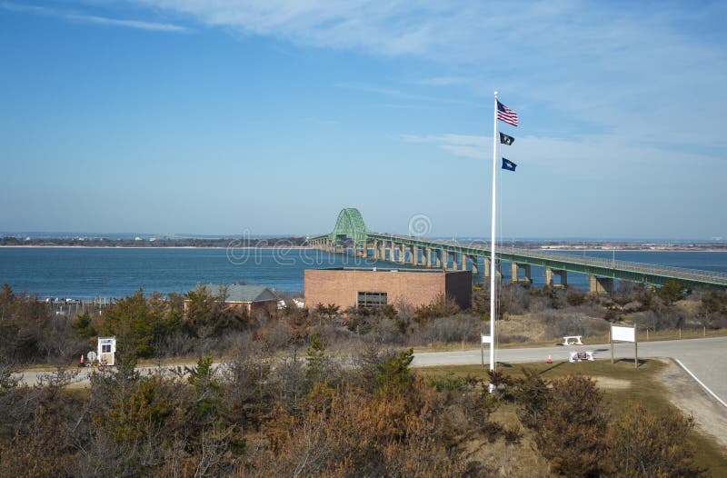 Drone View from Fire Island Looking at the Robert Moses Bridge Over the ...