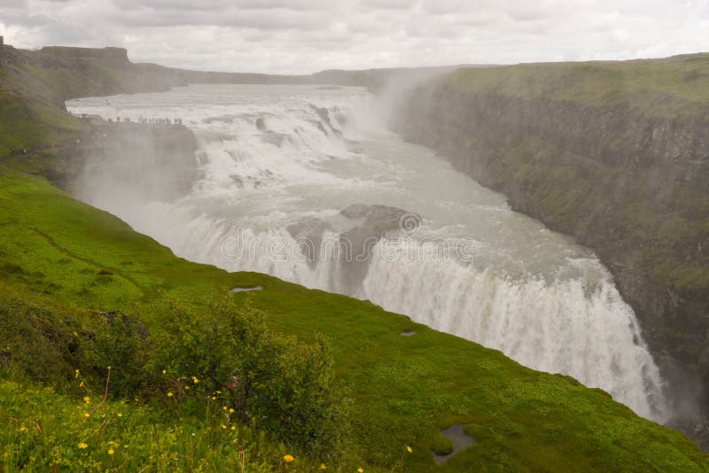 Drone View at Gullfoss Waterfall in Iceland Stock Image - Image of ...
