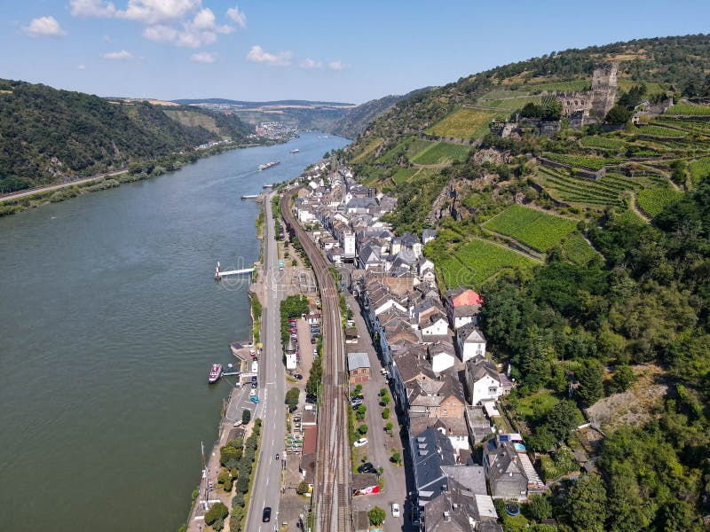 Drone View at Pfalzgrafenstein Water Fort on River Rhine at Kaub in ...
