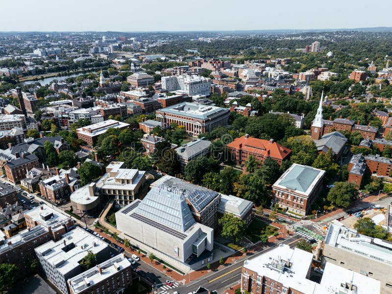 Drone View of Harvard Yard, Cambridge, Massachusetts, USA. Stock Image ...