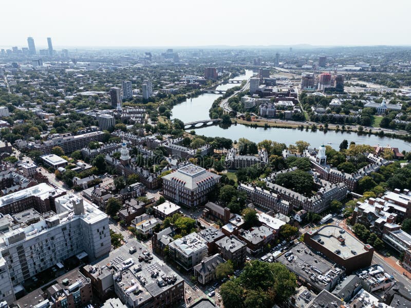 Drone View of Harvard Yard, Cambridge, Massachusetts, USA. Stock Photo ...