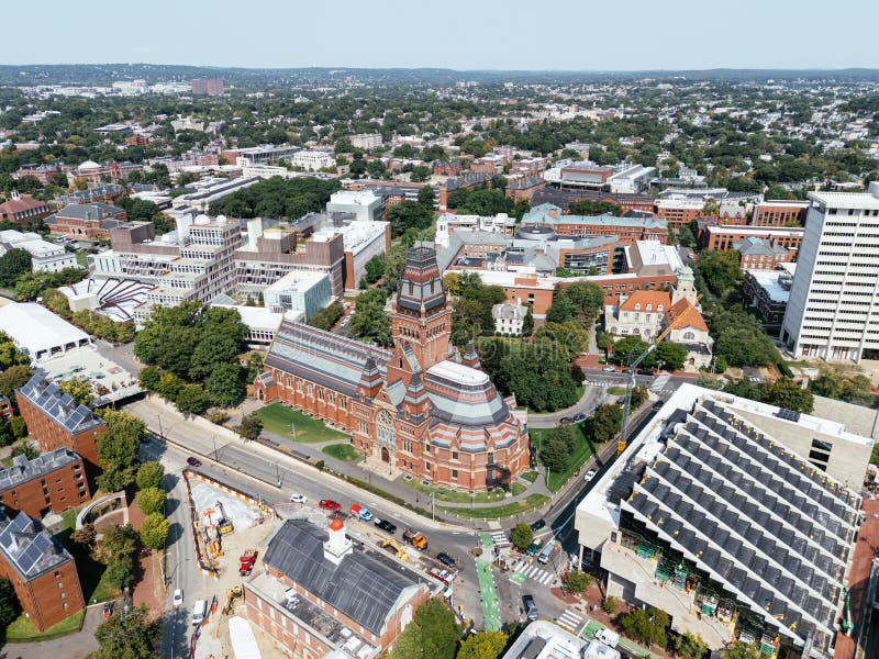 Drone View of Harvard Yard, Cambridge, Massachusetts, USA. Editorial ...