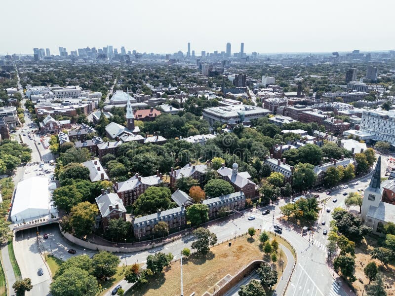 Drone View of Harvard Yard, Cambridge, Massachusetts, USA. Stock Image ...