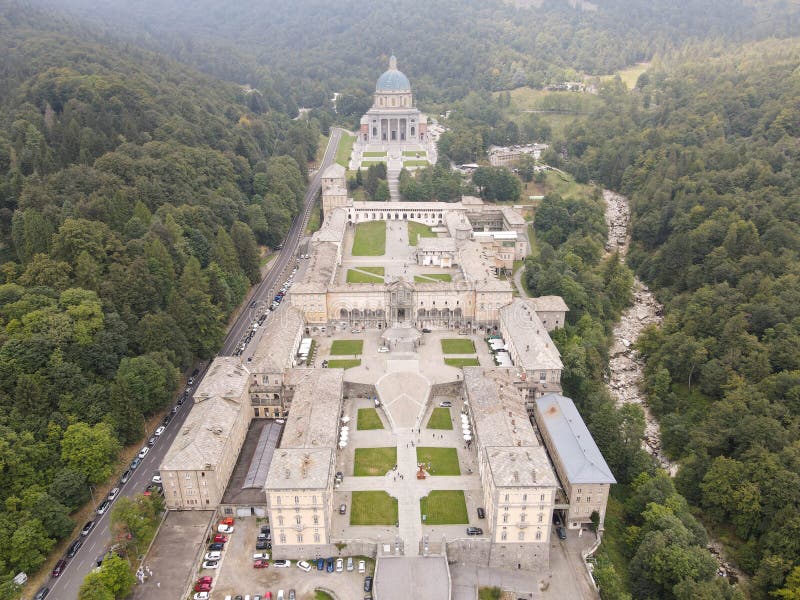 Drone View at the Holy Place of Oropa in Italy Stock Photo - Image of ...