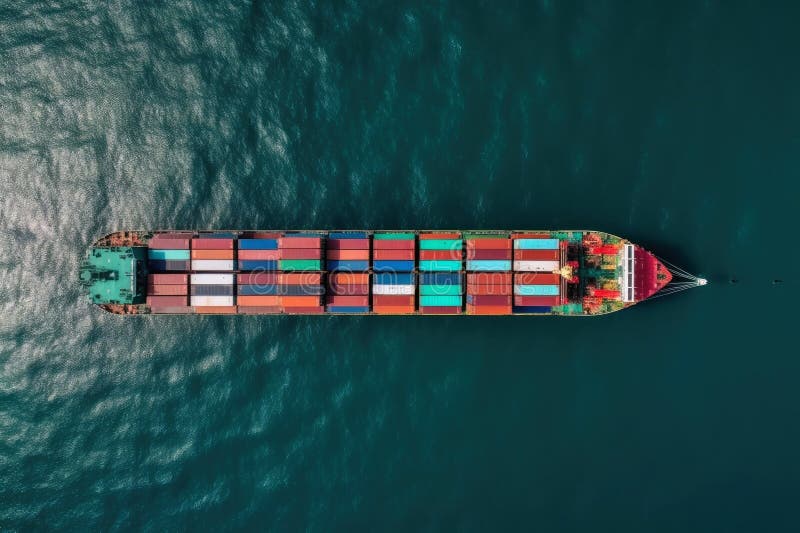 Drone View of a Huge Container Ship in the Ocean Created with ...