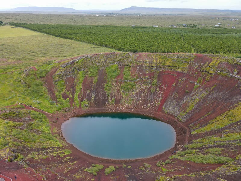 Drone View at Kerio Crater in the Island of Iceland Stock Image - Image ...