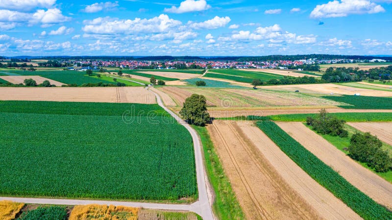 Drone View of a Landscape with Fields in the Summer Stock Image - Image ...