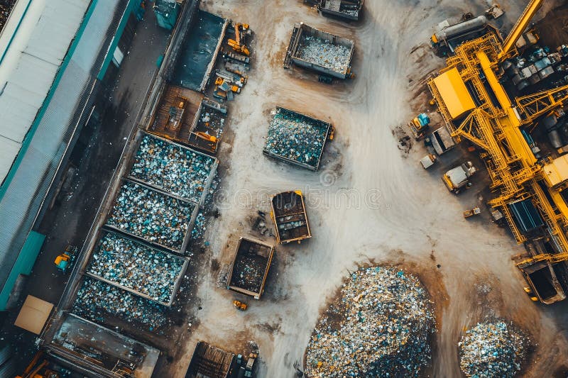 Drone View of a Large Recycling Facility with Organized Waste ...