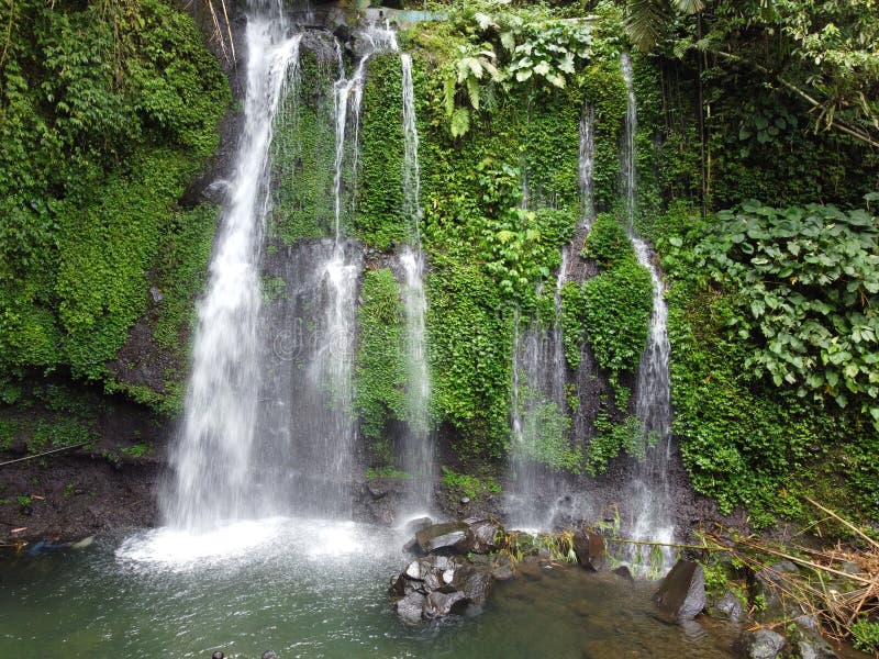 The Drone View of Lawa Waterfall in Banyumas Regency Editorial Stock ...