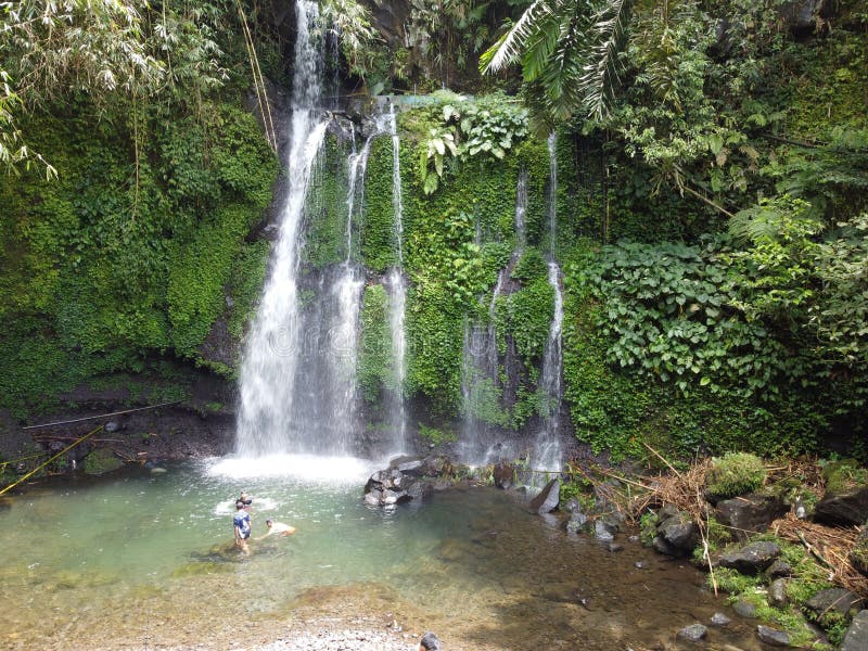 The Drone View of Lawa Waterfall in Banyumas Regency Editorial Image ...