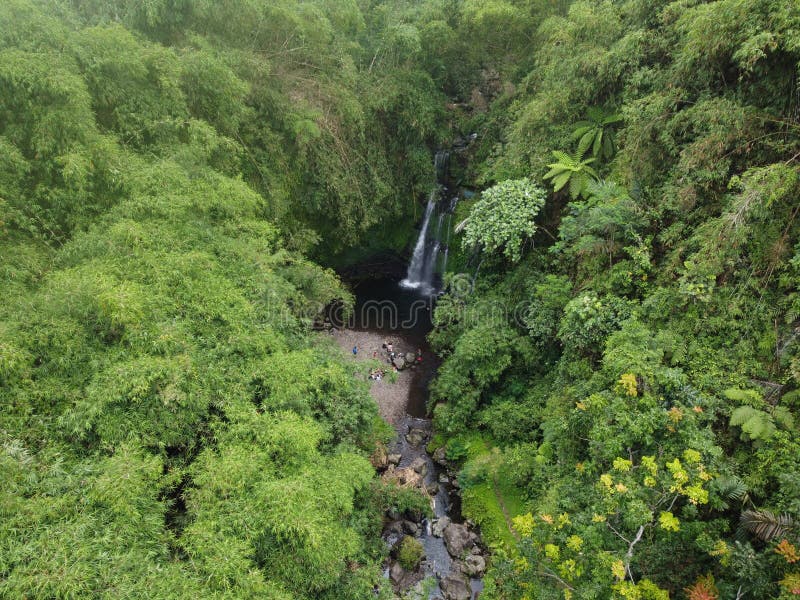 The Drone View of Lawa Waterfall in Banyumas Regency Editorial Stock ...