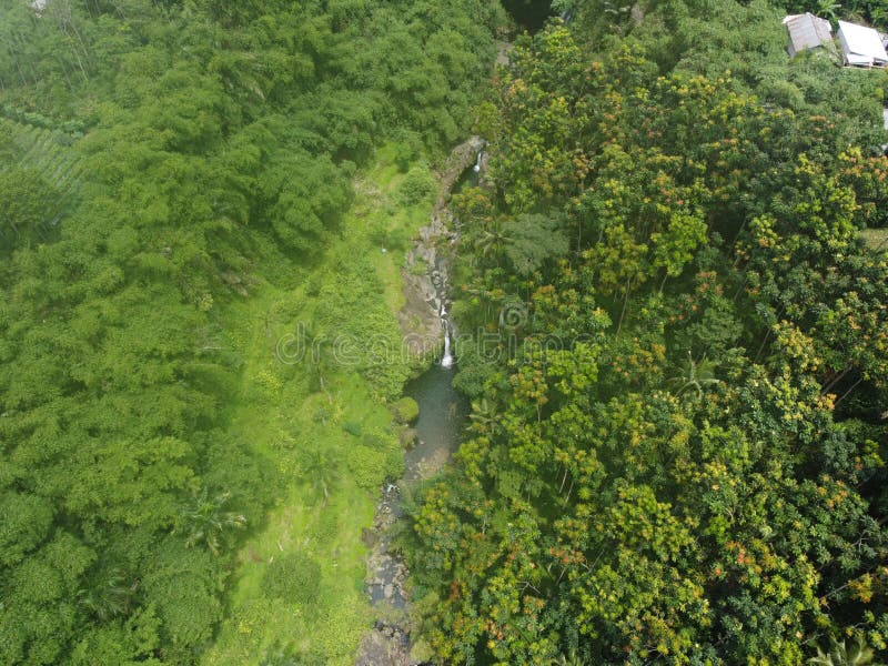 The Drone View of Lawa Waterfall in Banyumas Regency Editorial Image ...
