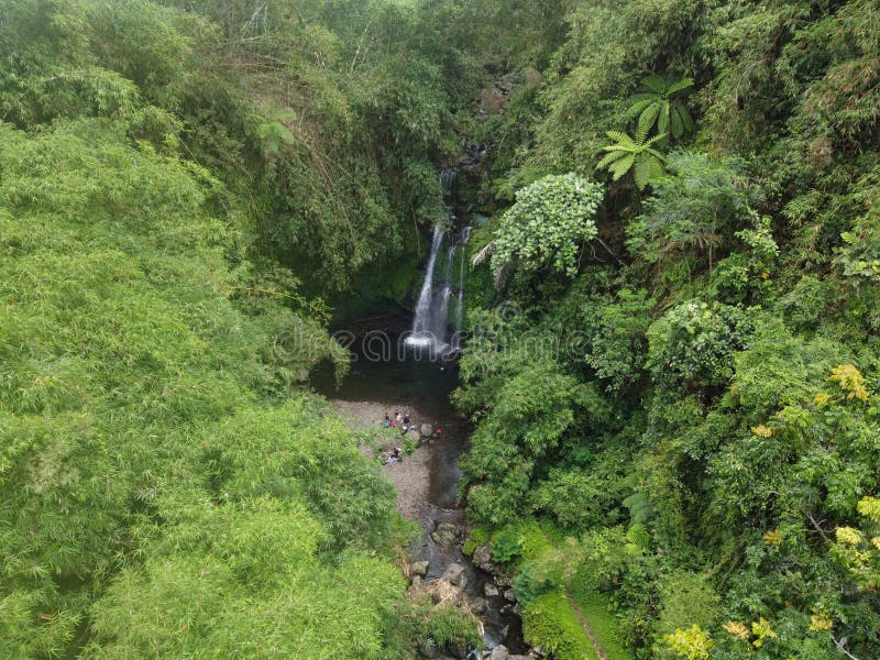 The Drone View of Lawa Waterfall in Banyumas Regency Editorial Stock ...